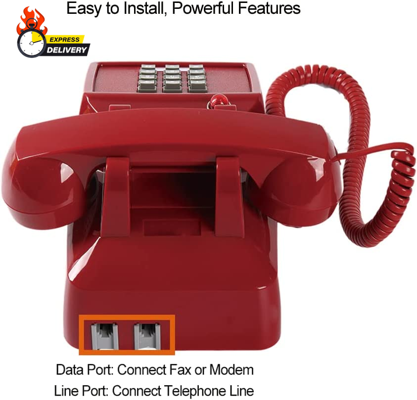 Traditional Red Landline Phone, Retro Corded Telephone with Message ...