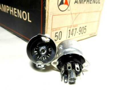 7 Pin Amphenol USA Black Phenolic Miniature Tube Socket B7G NOS Shield ...