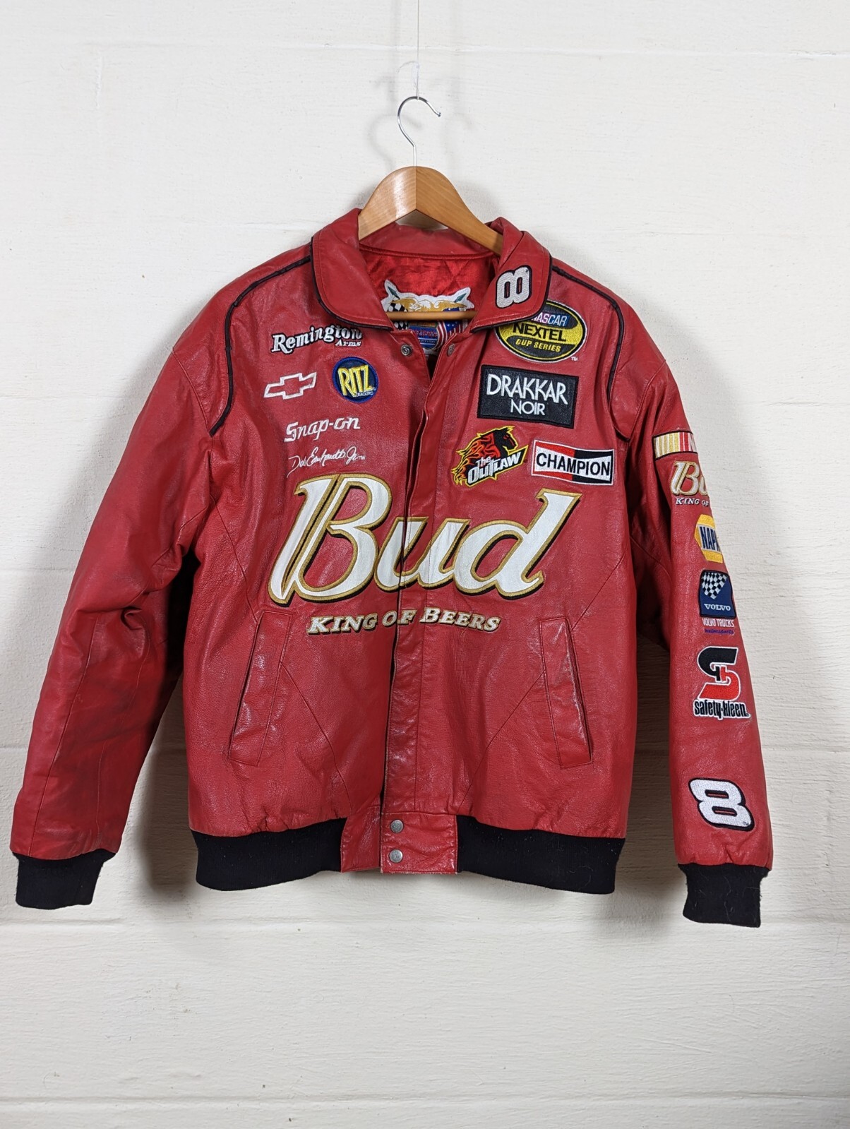 Vintage Dale Earnhardt Jr Leather Red Nascar Jacket C… - Gem