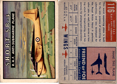 1952 Topps, Wings, #116 Short SB3 RAF Anti-Submarine Airplane | eBay
