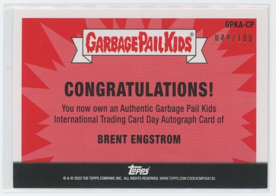 2022 Topps Garbage Pail Kids Trading Day Auto Cheshire Pat Brent ...