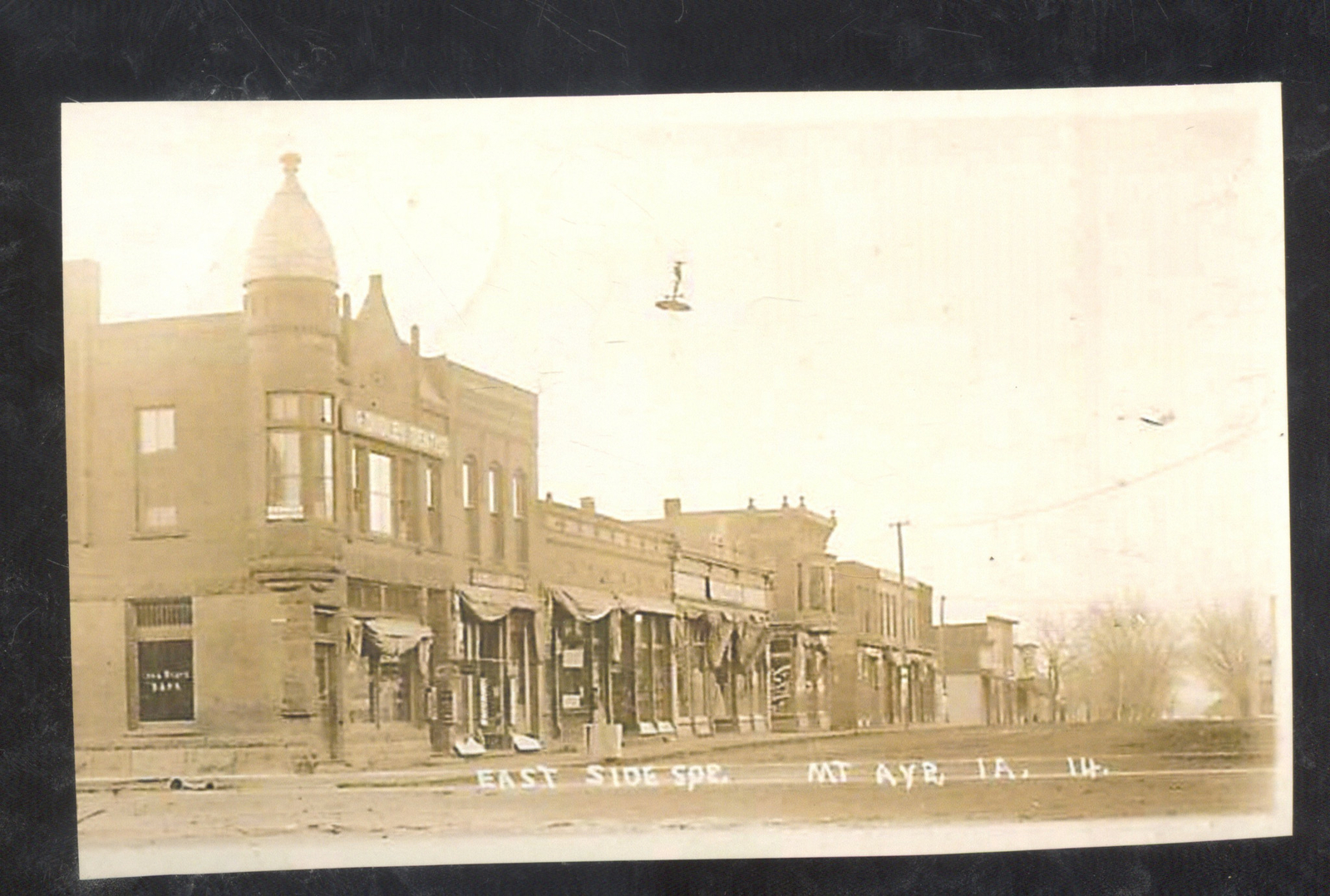 REAL PHOTO MOUNT MT. AYR IOWA DOWNTOWN STREET SCENE STORES POSTCARD ...