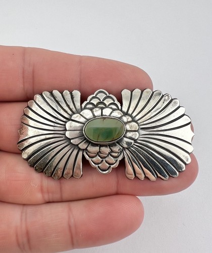 Harry Morgan Navajo Deep Stamped Sterling Silver Royston Turquoise Pin ...