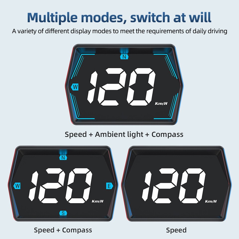 Universal Digital Speedometer GPS Car HUD Head Up Display MPH Overspeed ...