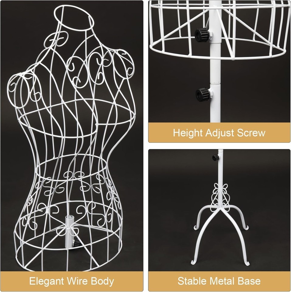 Female Wire Dress Form Adjustable Height Metal Wire Body with ...