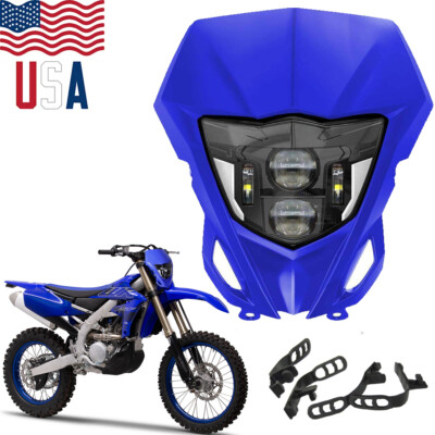 Motocross LED Headlight w/Blue Fairing For Yamaha WR450F WR250F 2007 ...