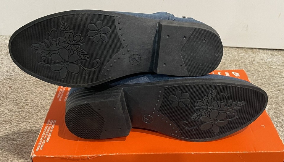Crown & Ivy Blue Ankle Boots Youth US 2 Zip Up Buckle Accent New No Box ...