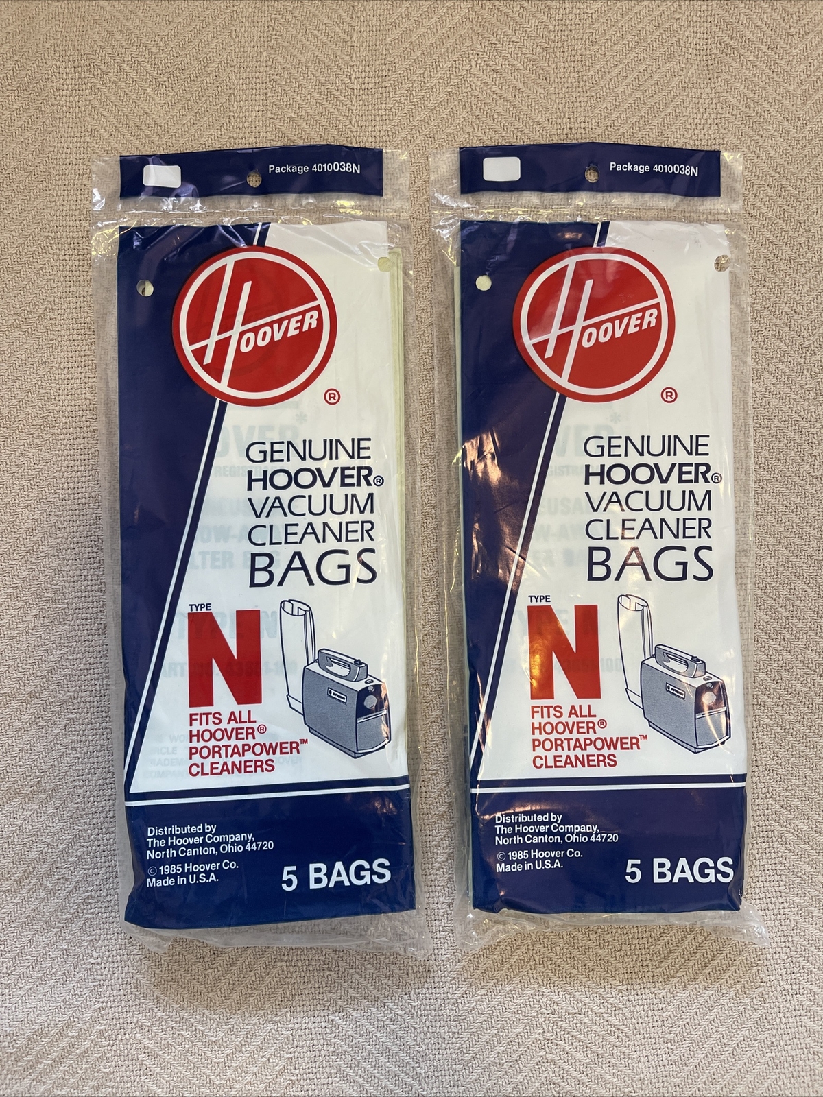 1985 Hoover Vacuum Bag TYPE N Fits Hoover PortaPower Cleaners 2 Packs ...