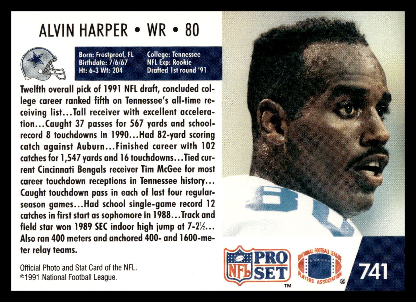 1991+Pro+Set+-+1st+Round+Draft+Choice+%23741+Alvin+Harper+%28RC%29 for ...