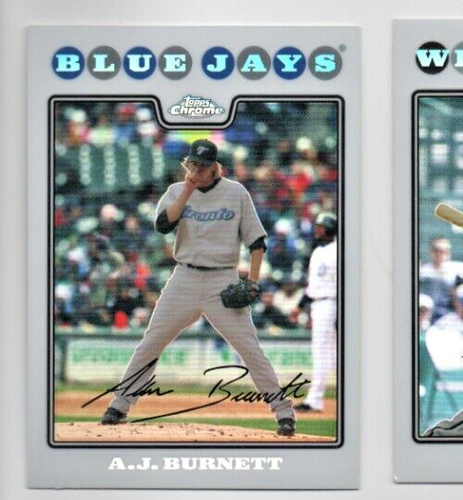 2008 Topps Chrome Refractor A.J. Burnett Blue Jays A-1617 | eBay