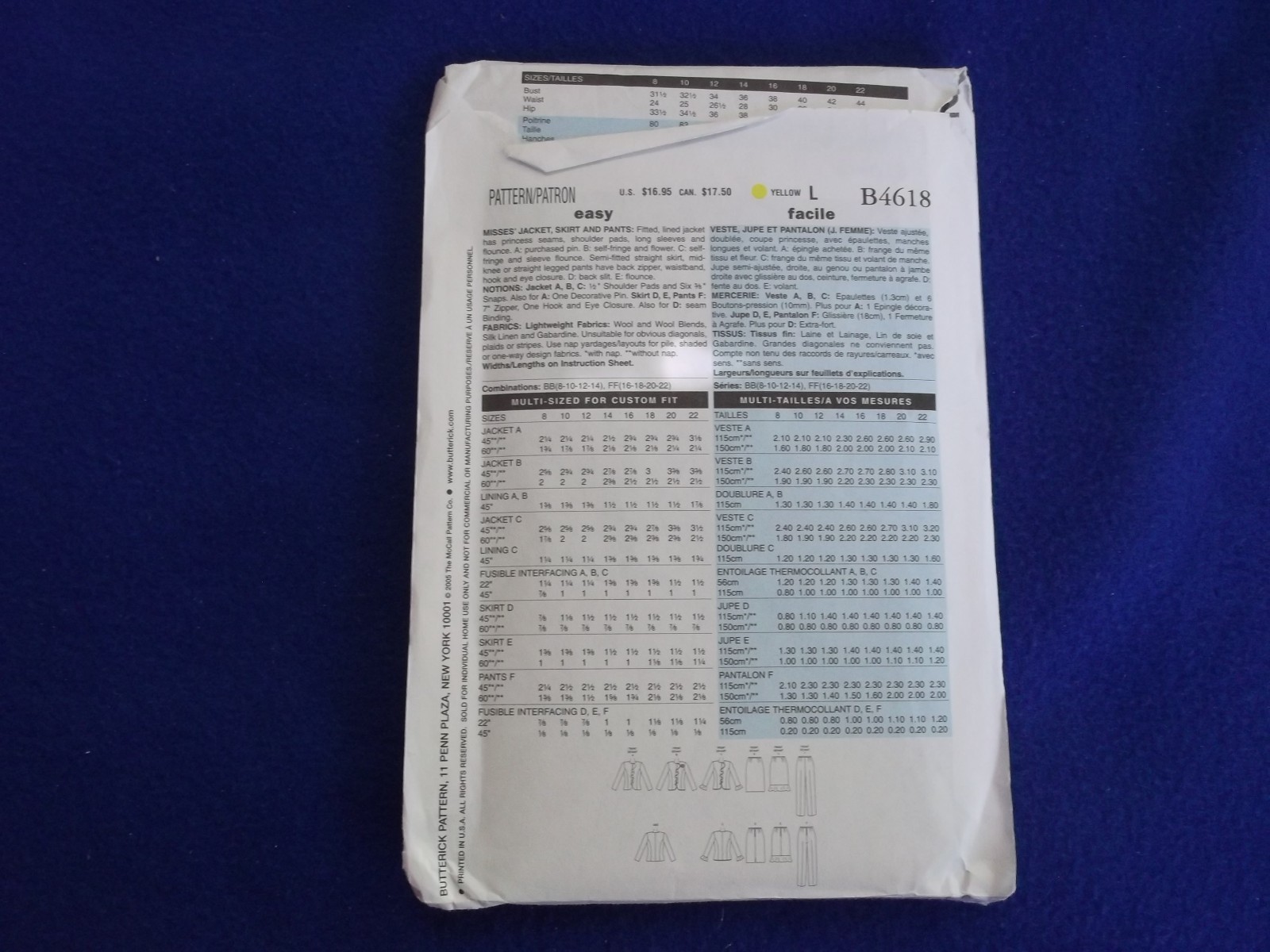 Butterick 3314 Pajamas Pants Shorts Top Pattern Plus Size 16 - 22 for ...