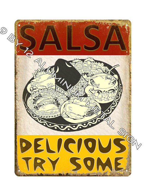 SALSA TACOS MEXICAN food METAL sign / VINTAGE style RESTAURANT wall ...