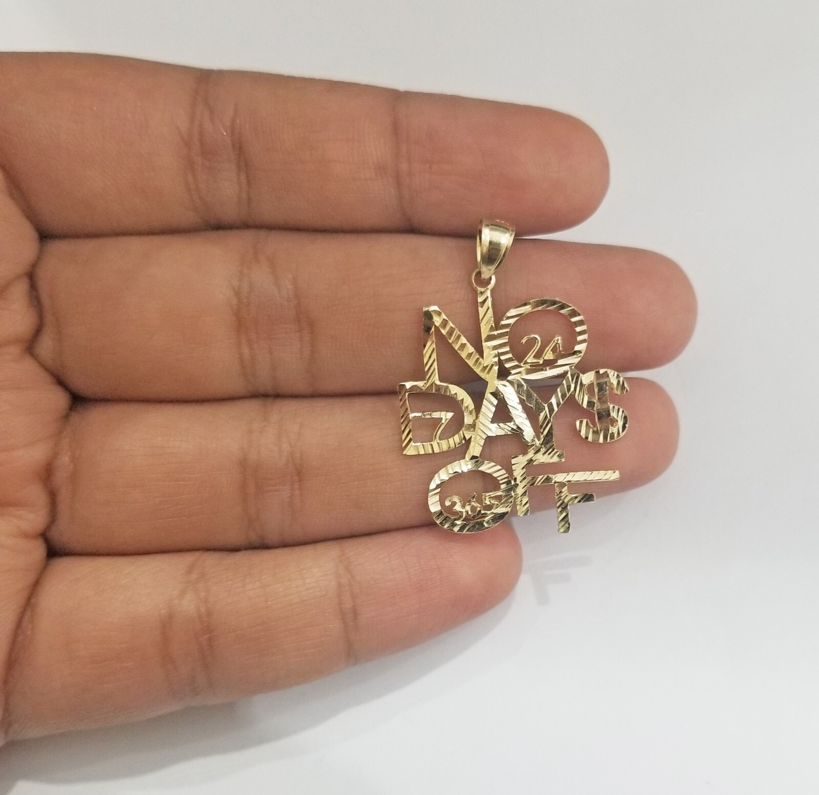 Real 10k Yellow Gold No Days Off Charm Pendant 10kt Gold | eBay