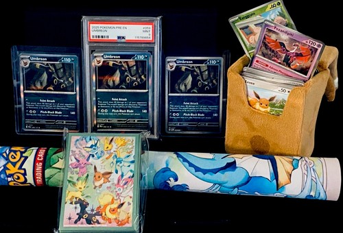 Pokemon Prismatic Evolutions Ultra Bundle! Slab, Mat, & More! Lot Of ...