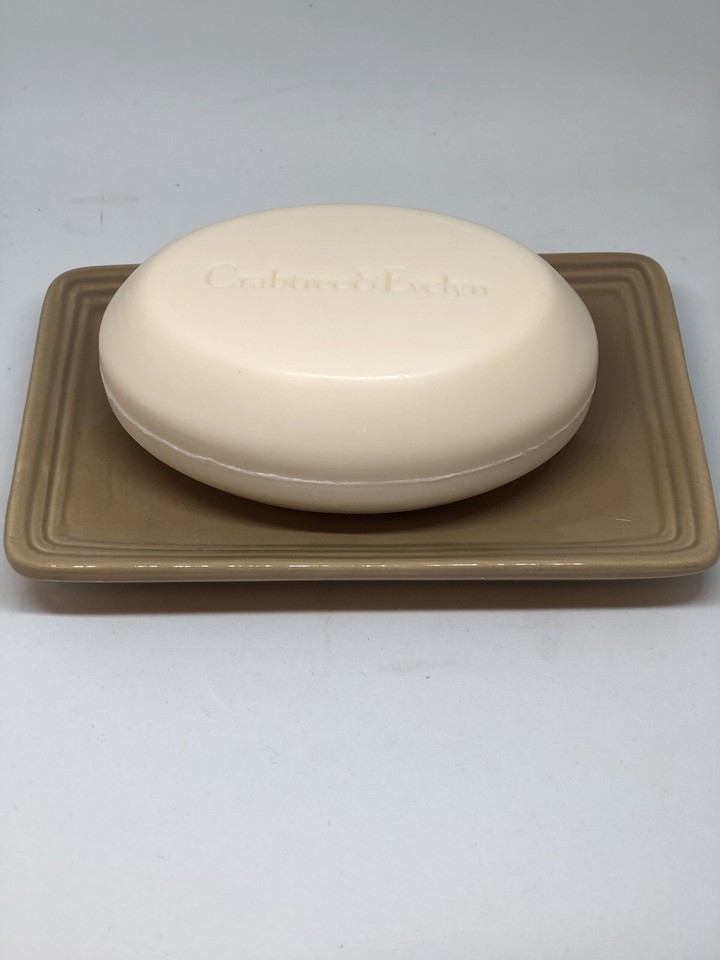 Crabtree & Evelyn Goat Milk Soap 6.5oz/ 185G Jumbo + Ceramic Dish Soap ...