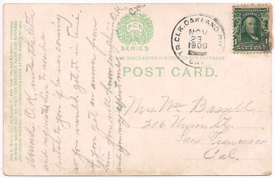 OAKLAND CA Vintage Postcard U. S. POST OFFICE, to San Francisco ...