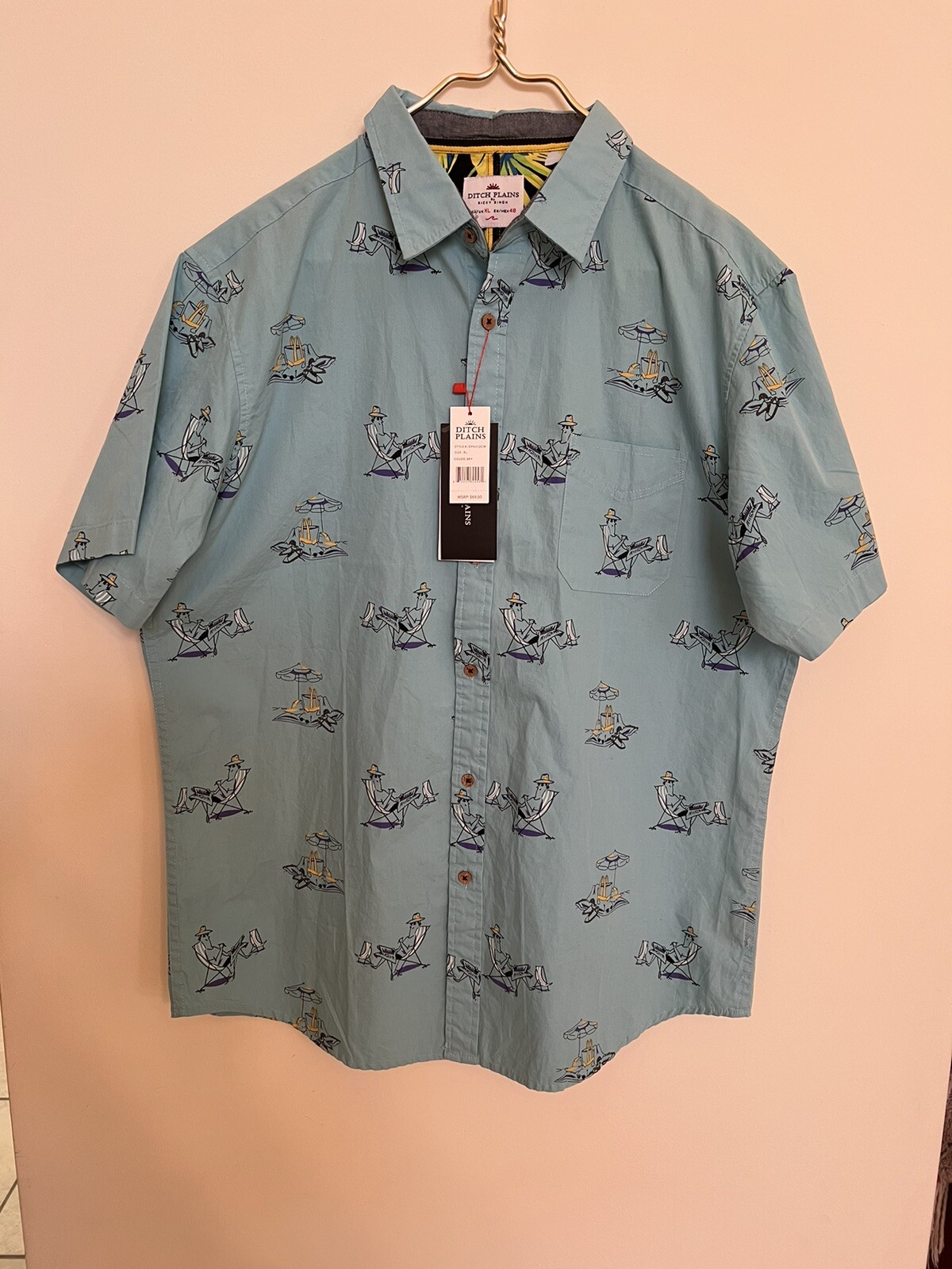 NWT Ditch Plains by Ricky Singh Short Sleeve Button Down Mens XL Shirt ...