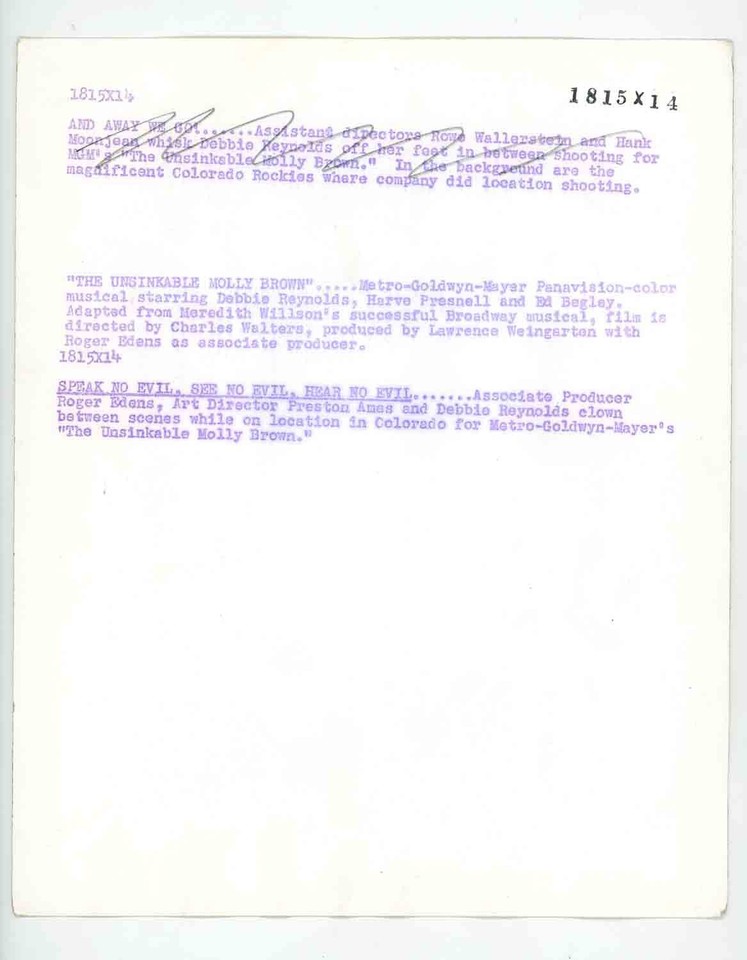 74168 1964 orig photo candid Debbie Reynolds, producer Roger Edens, art ...