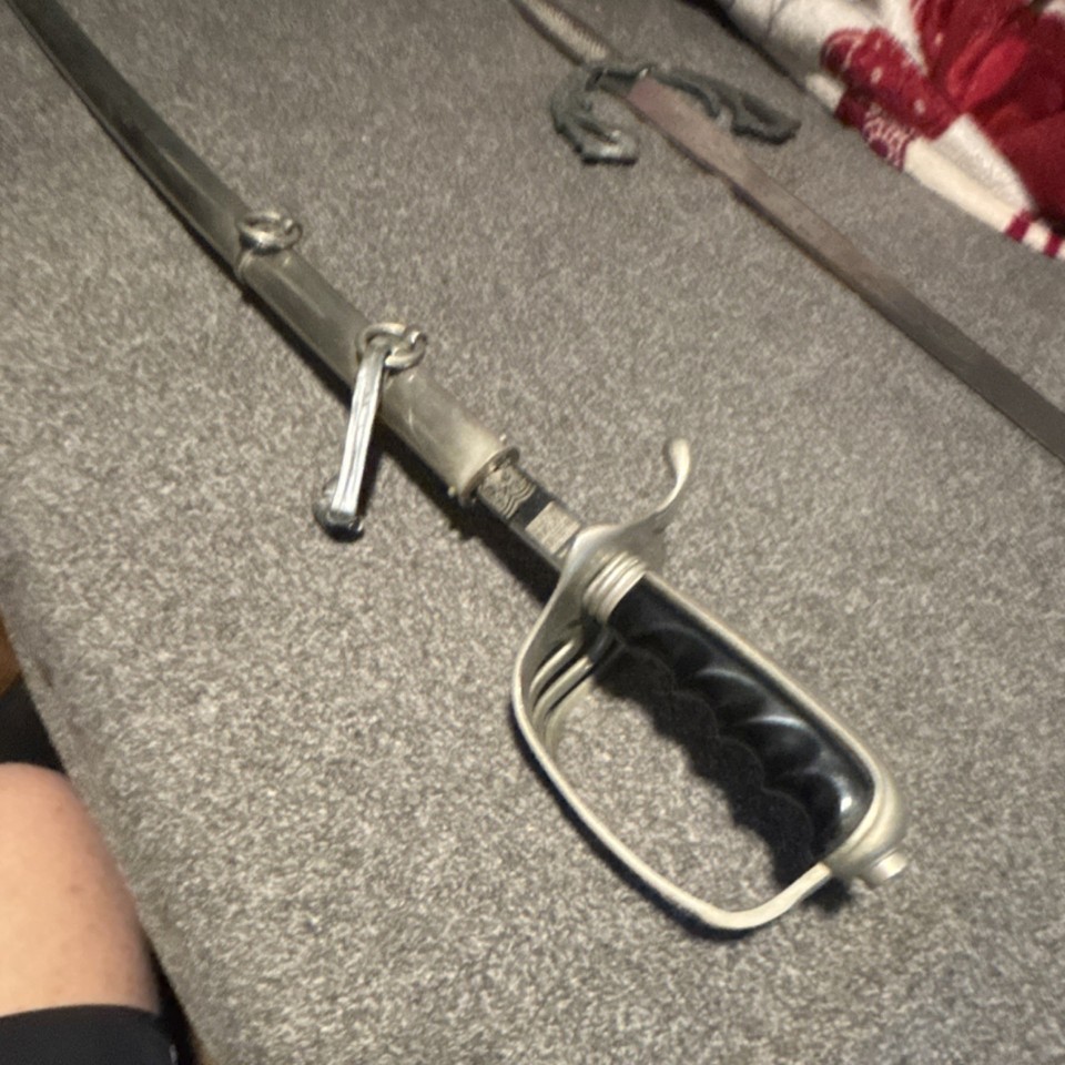 German WWI Original Sword Etched Blade D.R.G.M. Markings Metal Scabbard ...