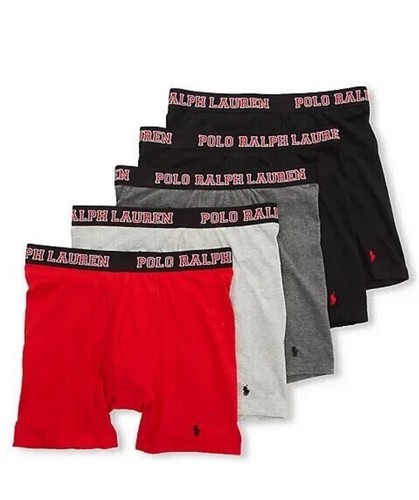 Polo Ralph Lauren mens 5 pack Logo Waistband Briefs- Large -Red Grey ...
