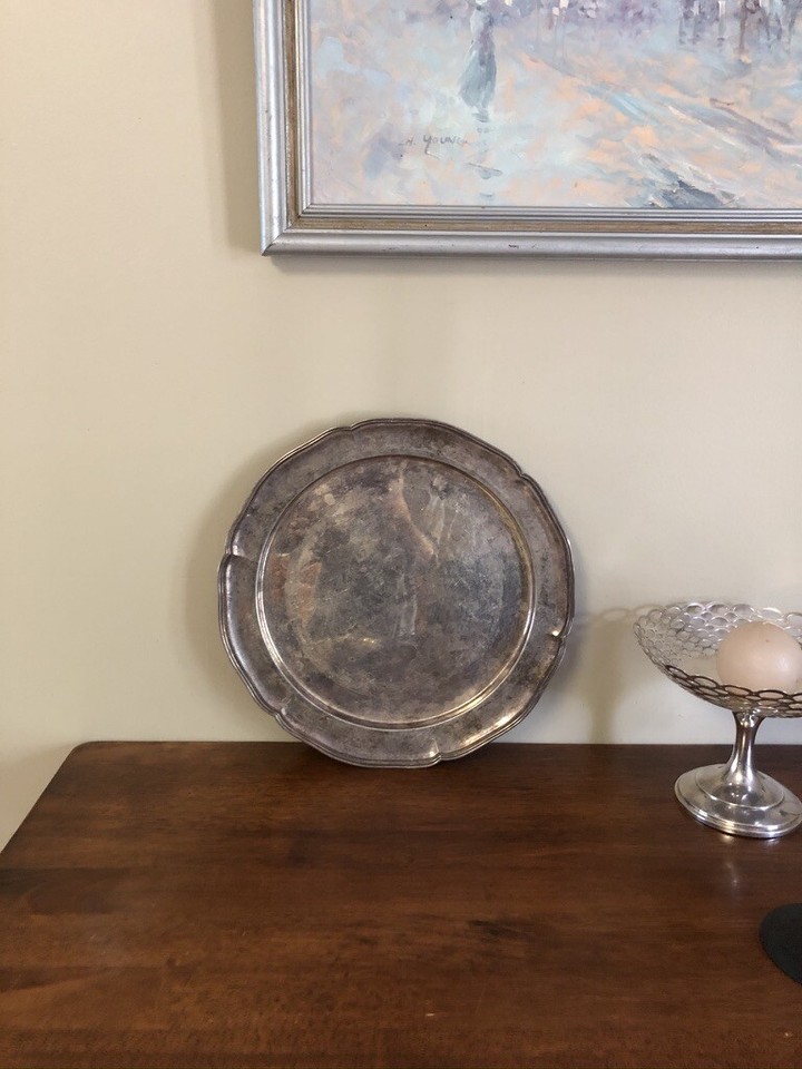 Rare sterling 995 Japanese silver plate Huge at 16 inches. Asahi ...