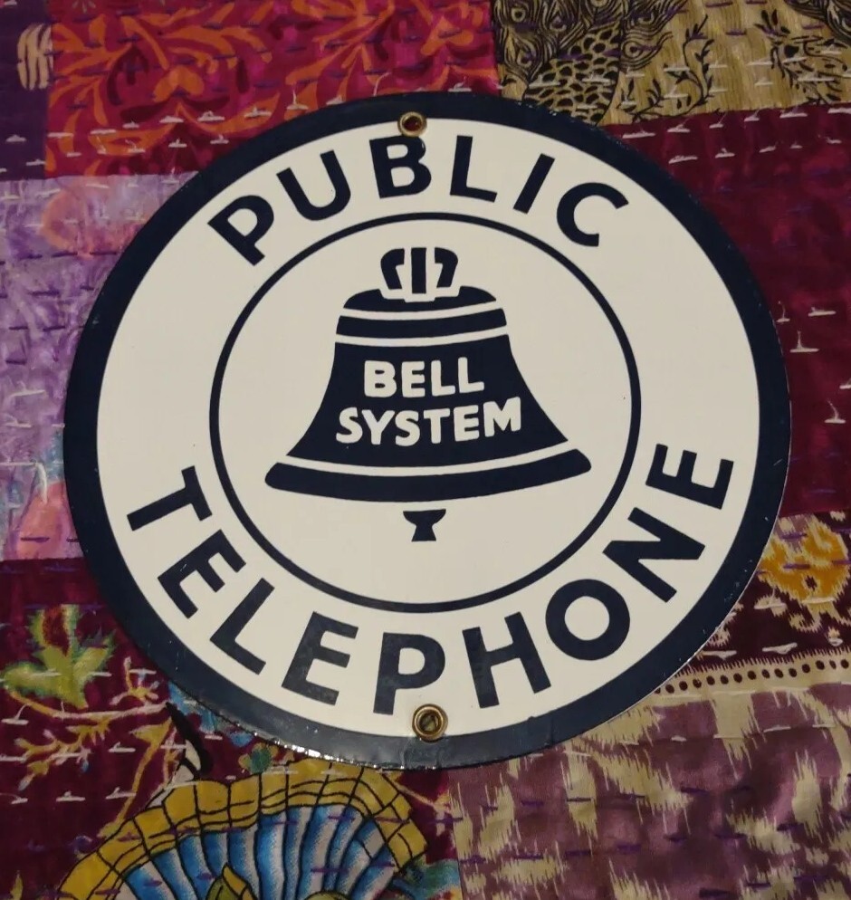 Bell System Public Telephone Porcelain Sign