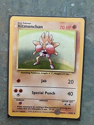 Pokemon Card HITMONCHAN 7/102 Holo Rare Unlimited Vintage 1999 BASE SET ...