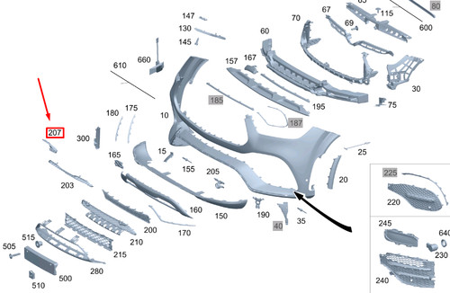 NEW MB GLE W167 FRONT BUMPER LEFT LOWER AIR DUCT SEGMENT A1678856905 ...