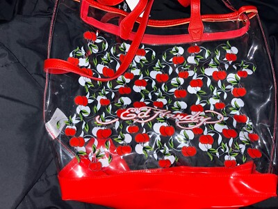 Ed Hardy Red Cherry PVC Tote Bag Women's Clear See-Through Red NWT | eBay