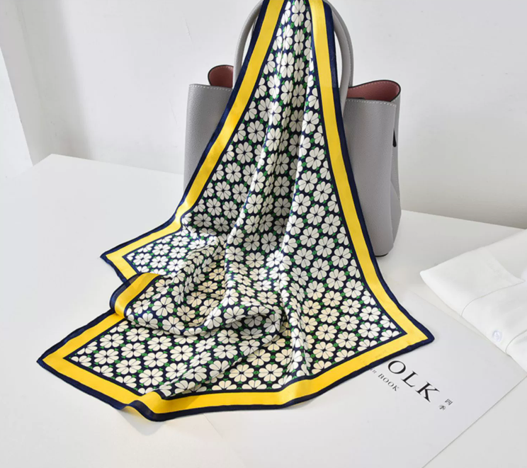 Real Silk Scarf for Ladies Silk Square Scarves Daisy | eBay UK