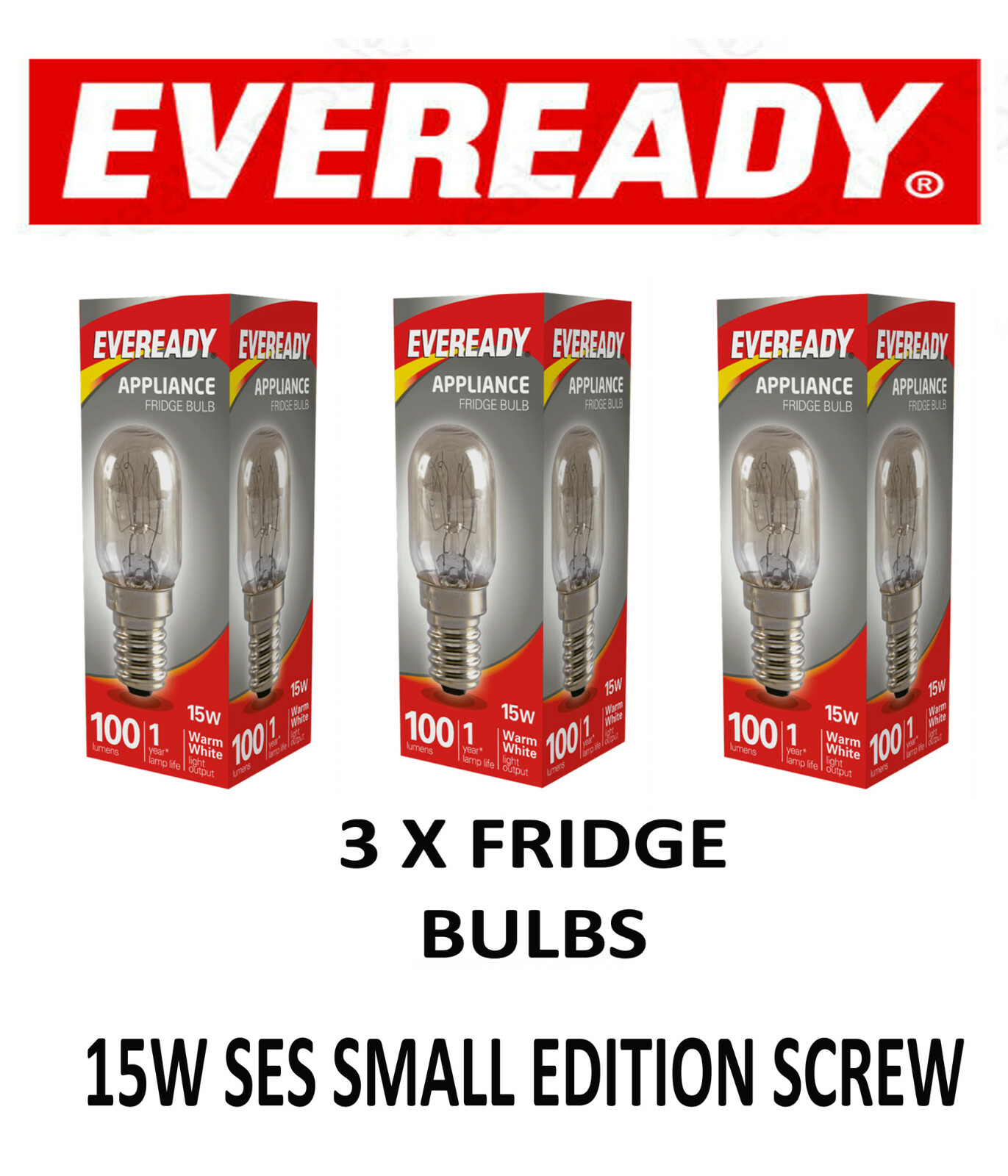 3 X Fridge Lamp Bulbs E14 Screw 15W Appliance Light SES 15W Himalayan ...