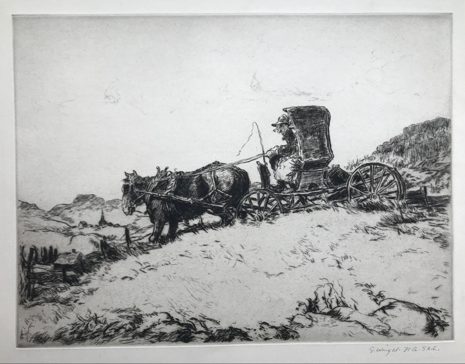 George Wright (1872 - 1951) Signed, Listed Artist Western Art Etching ...