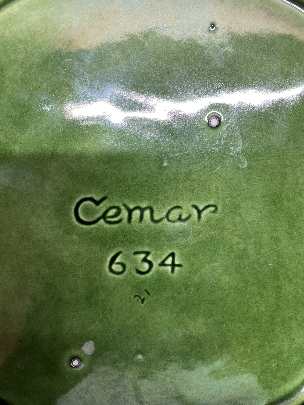 VINTAGE CEMAR POTTERY FISH PLATTER 634 LIME GREEN | eBay