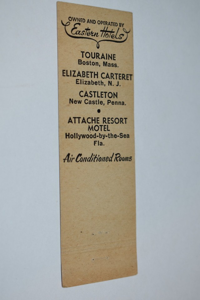 Elizabeth Carteret Hotel Elizabeth New Jersey 20 Front Strike Matchbook ...