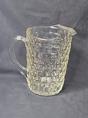 VTG Indiana Cubist Whitehall Clear Colony Glass Pitcher W/ Ice Lip 8” H ...