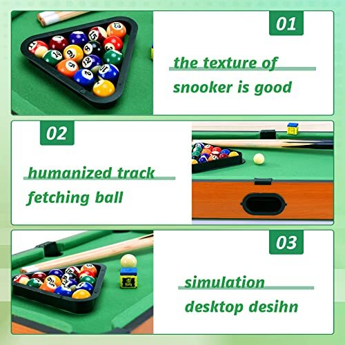 Mini Pool Table & Billiard Set | Small Billiards Balls, 13.7 x 9.8 x 2 ...