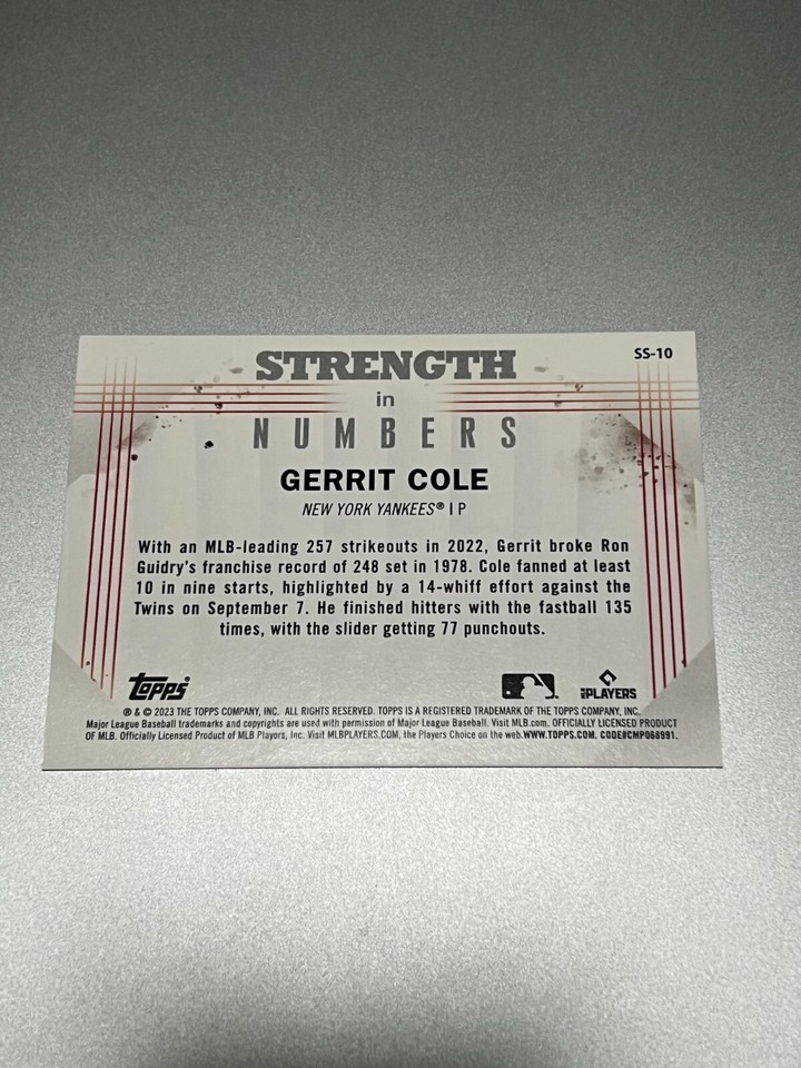 Gerrit Cole Topps MLB 2023 Japan Edition 257 Ks Strength in Number SS ...