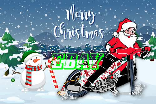 Speedway Santa & Snowman Christmas Card with envelope. | eBay UK