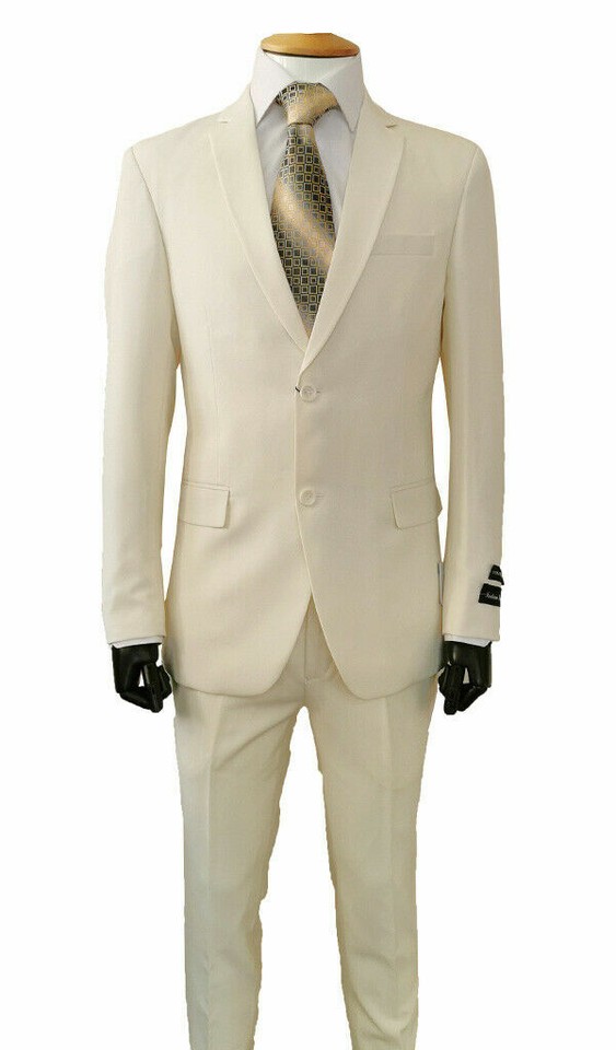 Men’s Formal Slim Fit Suit 2 Piece Two Button Solid Colors (10) Jacket ...