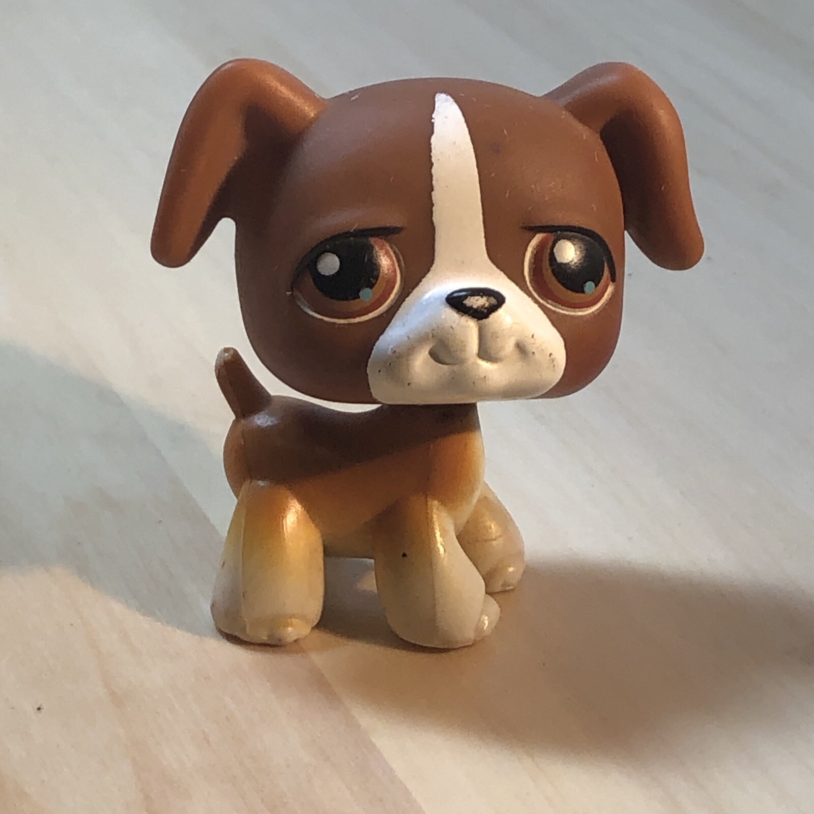Littlest Pet Shop Boxer Dog LPS #25 Brown White Brown Eyes w/Blue Dot ...