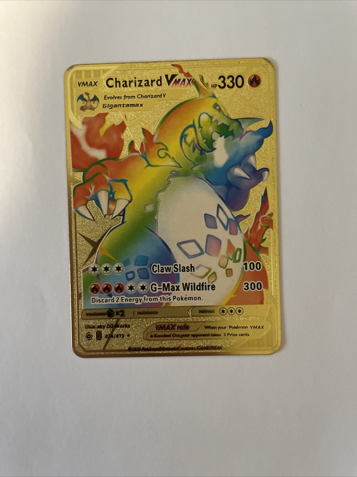 Pokemon TCG Charizard Vmax Gold Plated 074/073 HP 330 Rainbow - Super ...