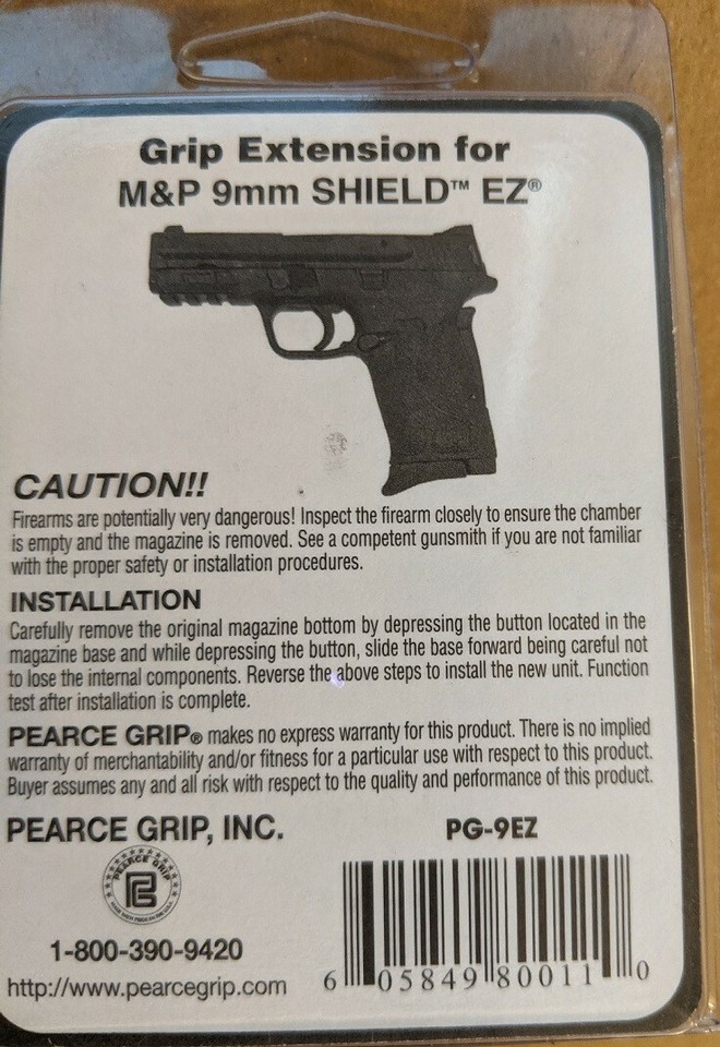 Pearce Grip S&W M&P 9mm Shield EZ Magazine Grip Extension Mag Ext PG ...