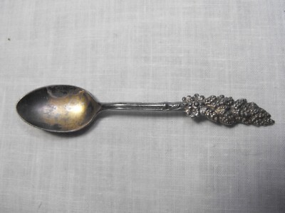 ANTIQUE- REED AND BARTON STERLING DEMITASSE SPOON- gold wash- "Hallie ...