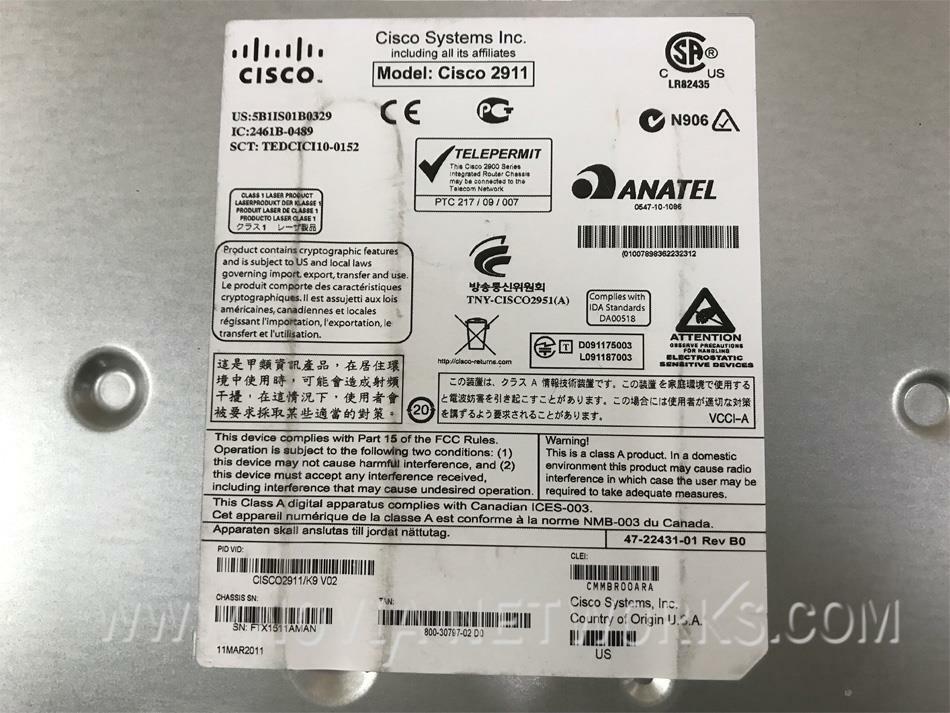 Cisco 2911 3-Port Gigabit Wired Router (C2911-VSEC-SRE/K9) for sale ...