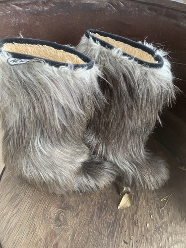 VTG REAL GOAT FUR APRI SKI BOOTS- GREY - 8 1/2 WOMENS | eBay