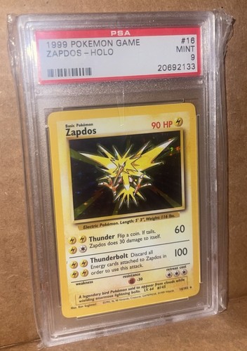 1999 POKEMON GAME ZAPDOS - HOLO #16/102 Base Set English PSA MINT 9 | eBay