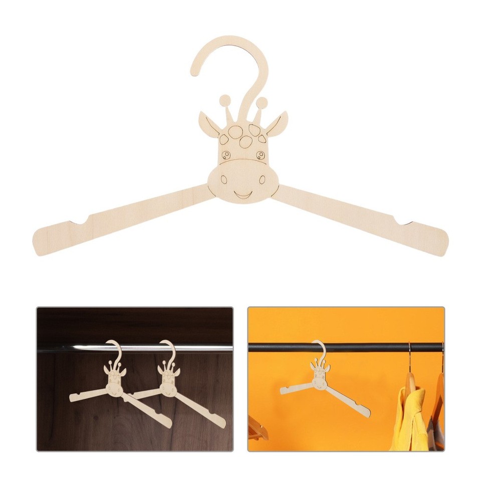 10pcs Wooden Baby Clothes Hangers: Cartoon Animal DIY Blank Hangers ...