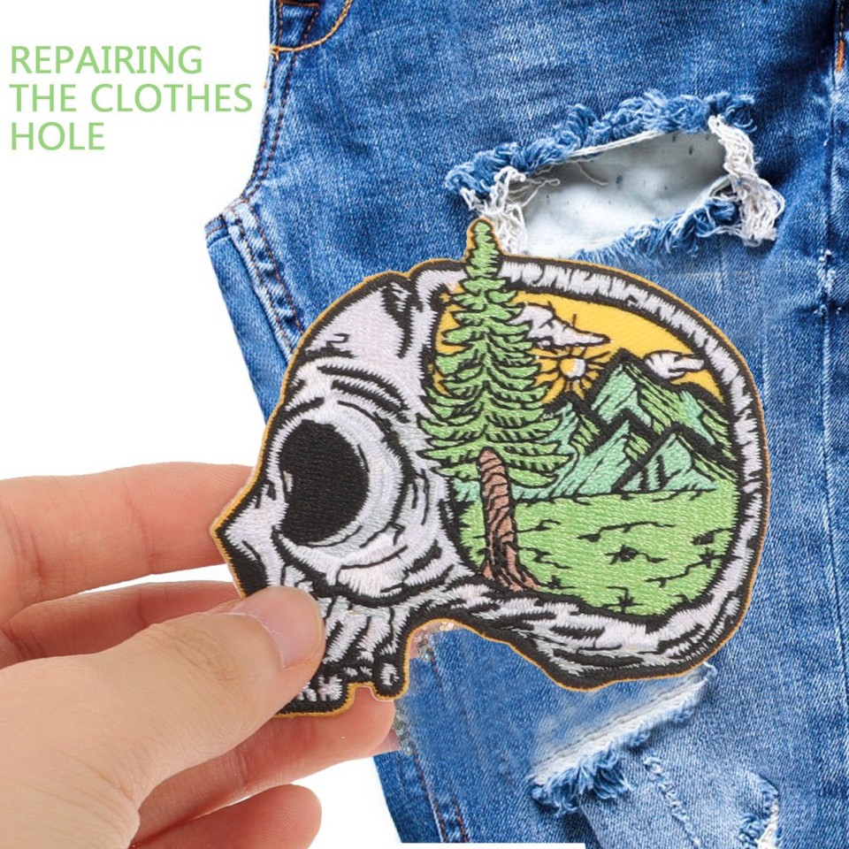 Embroidered Patch Skull Pattern Clothes Patch Clothing DIY Patch Punk ...