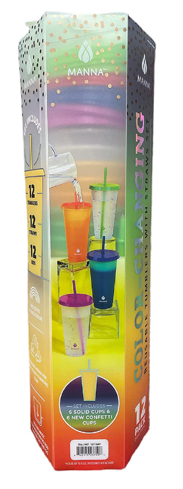 New Manna 24oz Color Changing Reusable Cup Tumblers Set with Lids ...