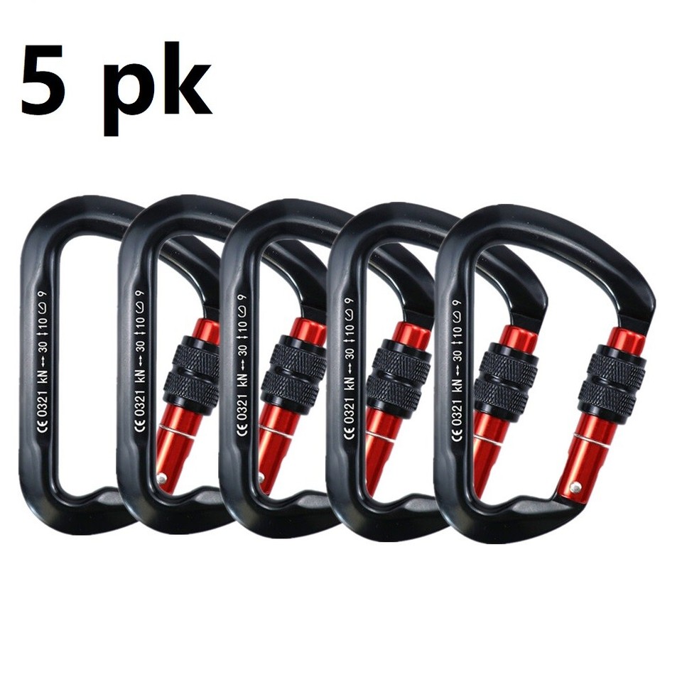 30KN Heavy Duty Screwgate Locking Carabiner D-Ring Clip Hook for ...